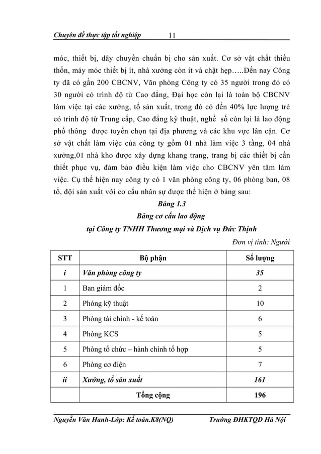 Báo cáo thực tập về công ty TNHH Thương Mại và Dịch Vụ Đức Thịnh | DOC