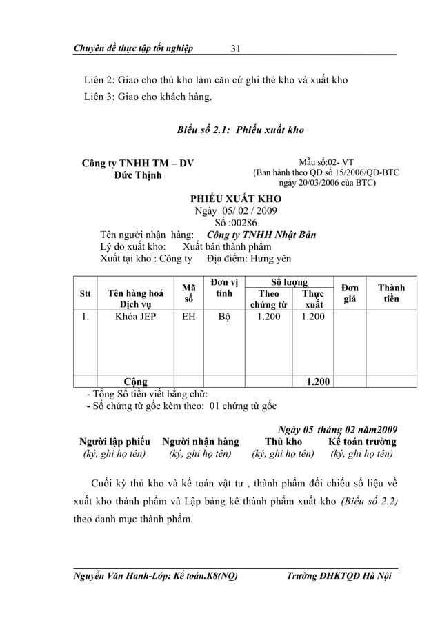 Báo cáo thực tập về công ty TNHH Thương Mại và Dịch Vụ Đức Thịnh | DOC