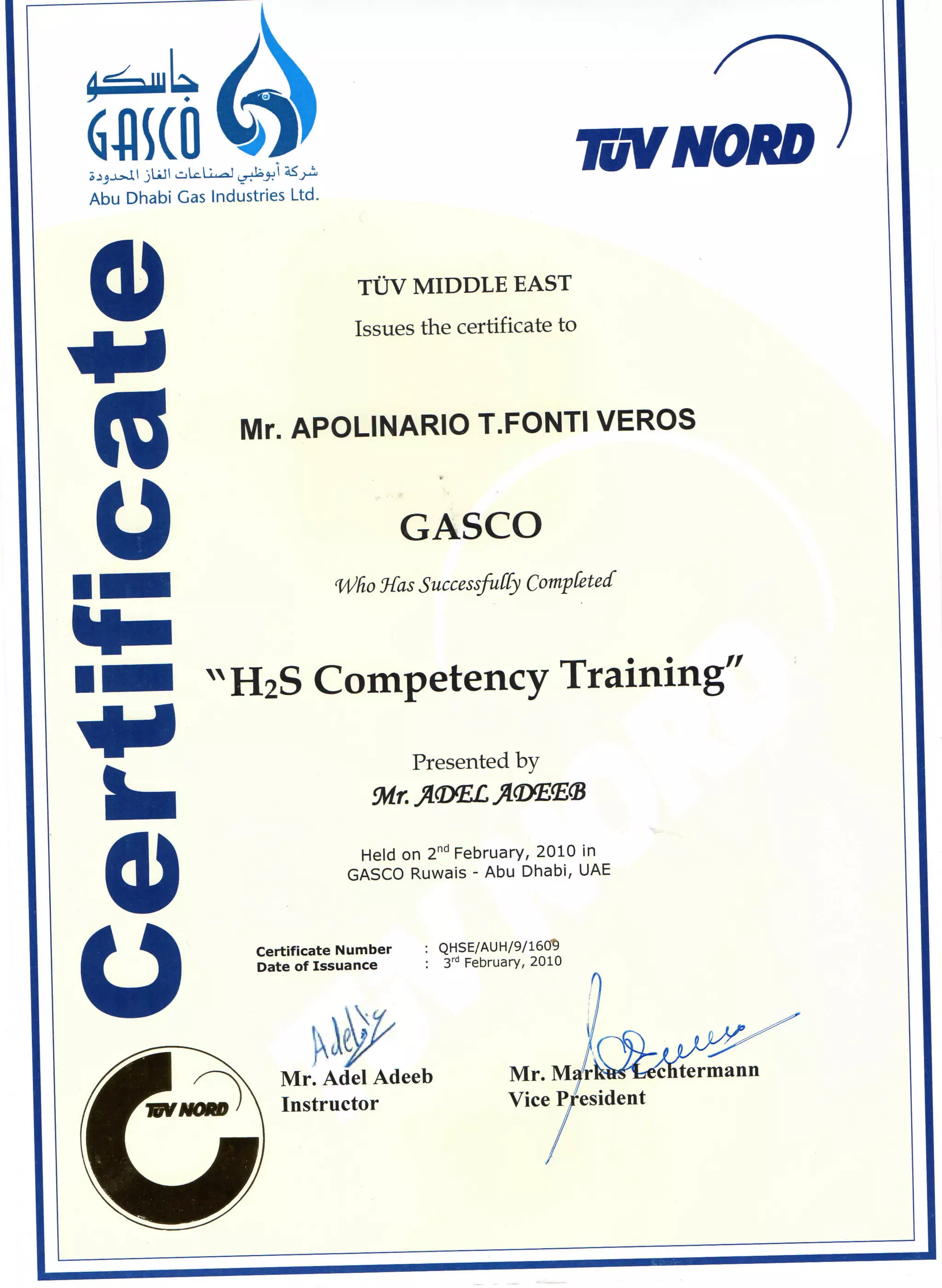 H2S Competency Certificate | PDF