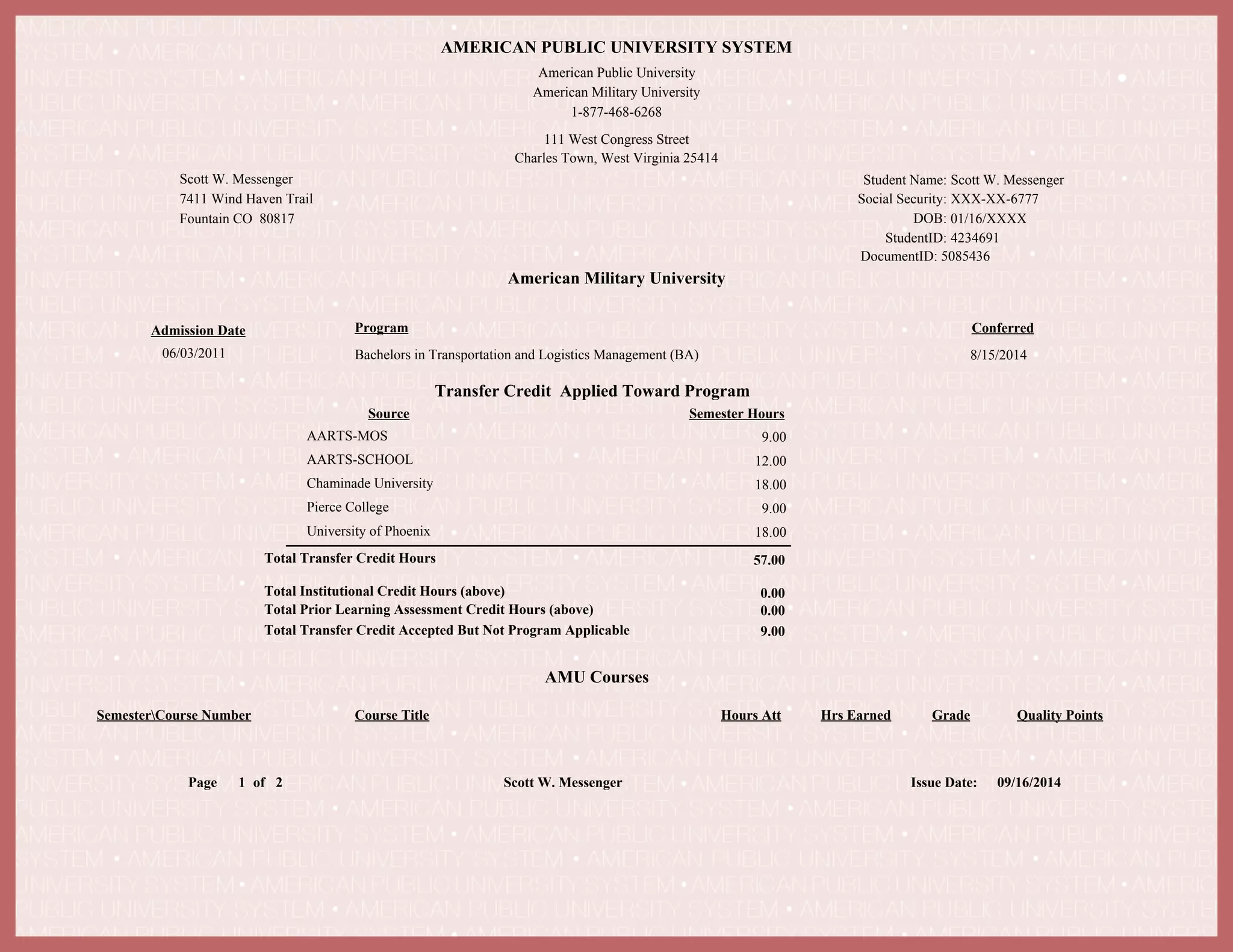 AMU Official Transcript - Scott Messenger | PPT