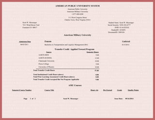 AMU Official Transcript - Scott Messenger | PPT
