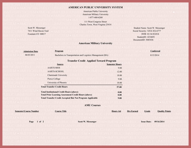 AMU Official Transcript - Scott Messenger | PPT