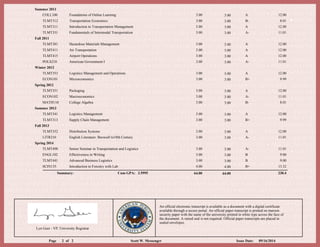 AMU Official Transcript - Scott Messenger | PPT