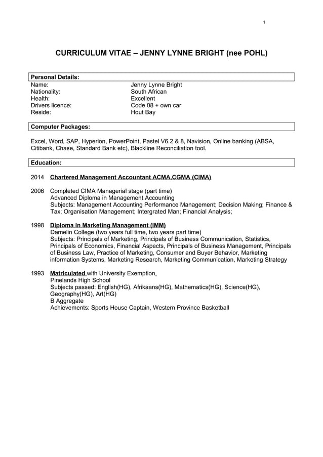 CV Jenny Bright 02.03.2016 LinkedIn | PDF