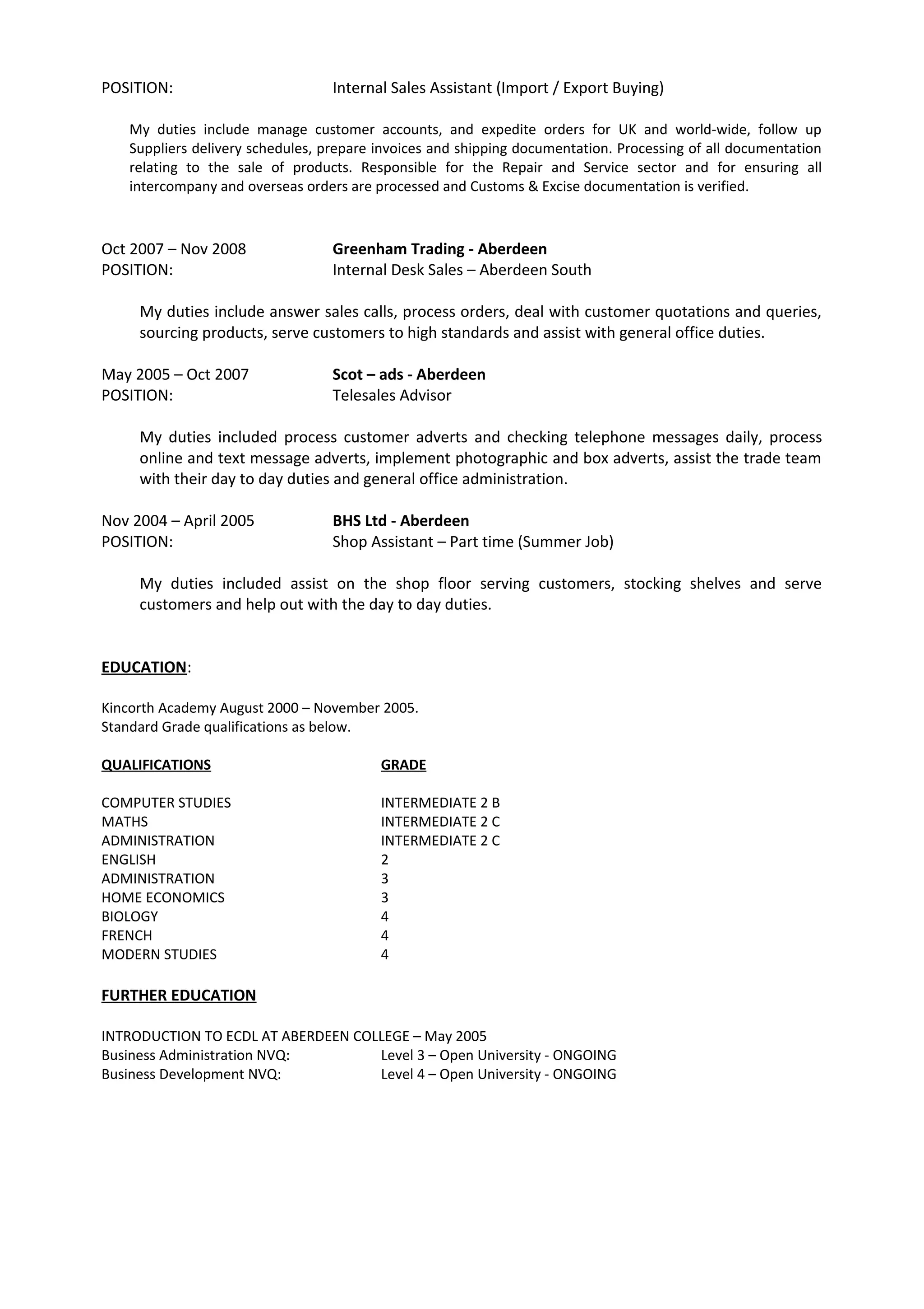 CV Kim Walker - 29th March 2016 | PDF