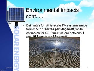 Solar Energy and its environmental impacts | PPTX