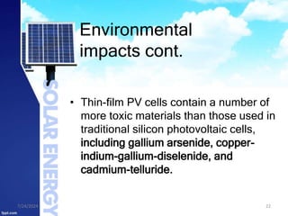Solar Energy and its environmental impacts | PPTX