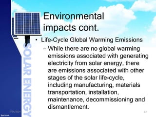 Solar Energy and its environmental impacts | PPTX