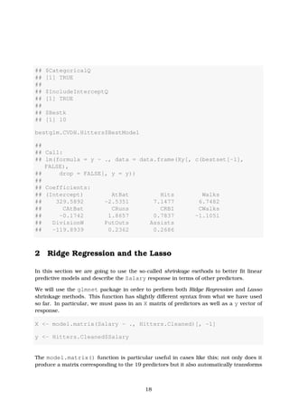 Linear Model Selection and Regularization (Article 6 - Practical exercises) | PDF