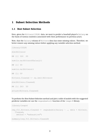 Linear Model Selection and Regularization (Article 6 - Practical exercises) | PDF