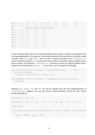 Linear Model Selection and Regularization (Article 6 - Practical exercises) | PDF