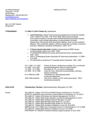 CV JRasanen | PDF