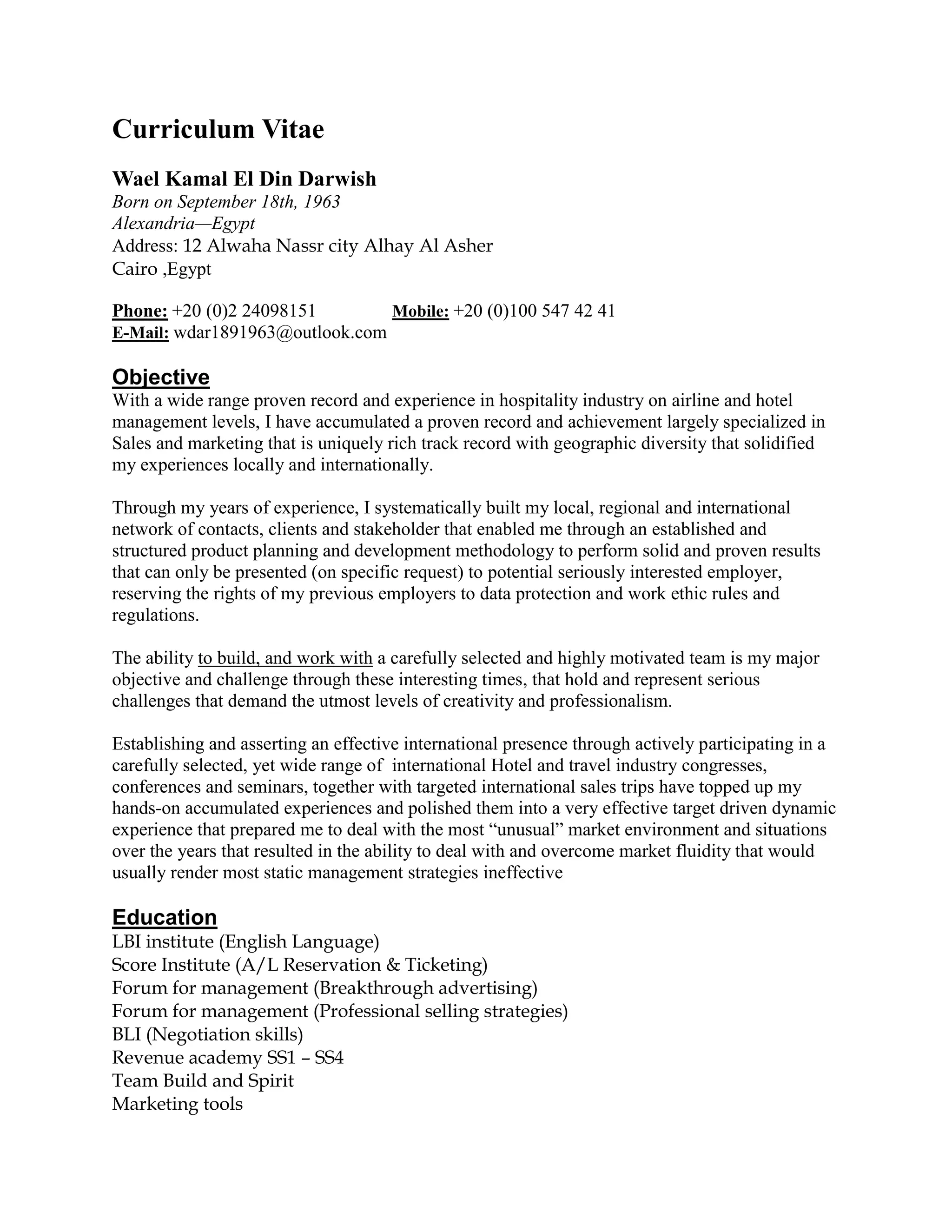 wael Darwish CV4 | PDF