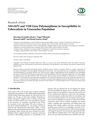 NRAMP1 and VDR Gene Polymorphisms in Susceptibility to Tuberculosis in ...