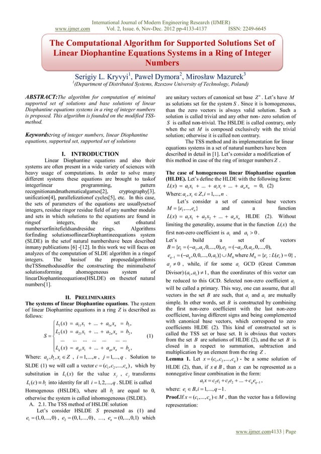 The Computational Algorithm for Supported Solutions Set of Linear Diophantine Equations Systems ...