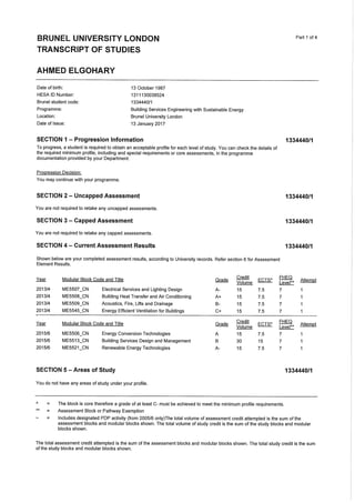 Brunel University Transcript | PDF