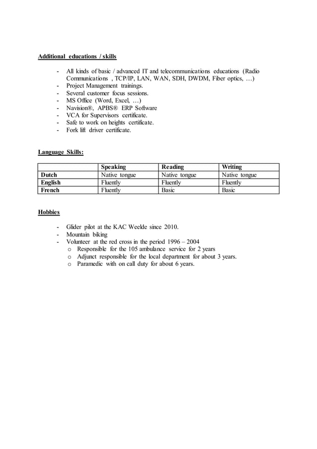 CV Joris Van Den Bosch | PDF