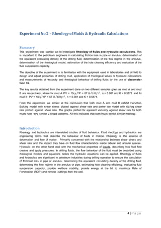 Rheology of Fluids Hydraulic Calculations & Drilling Fluid (Mud ...