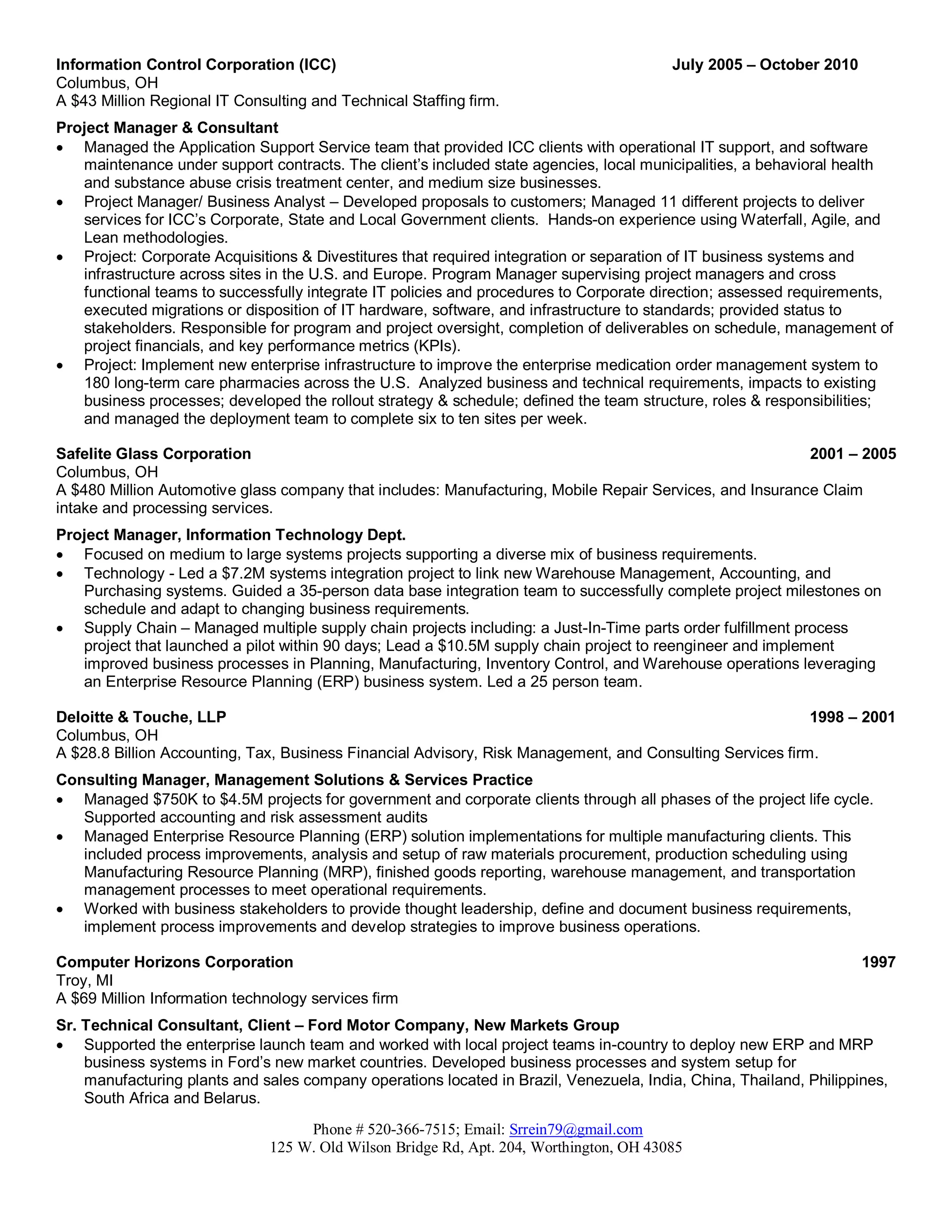 Scott Rein Operations Manager Resume | PDF