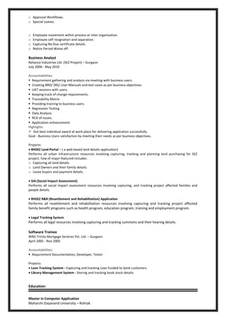 BA_Resume | DOC | Computer Software and Applications | Computing