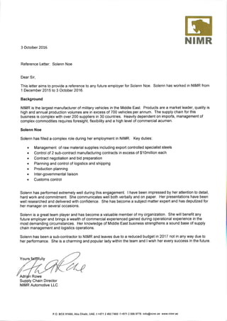 Ref. letter - S.NOE - NIMR UAE | PDF