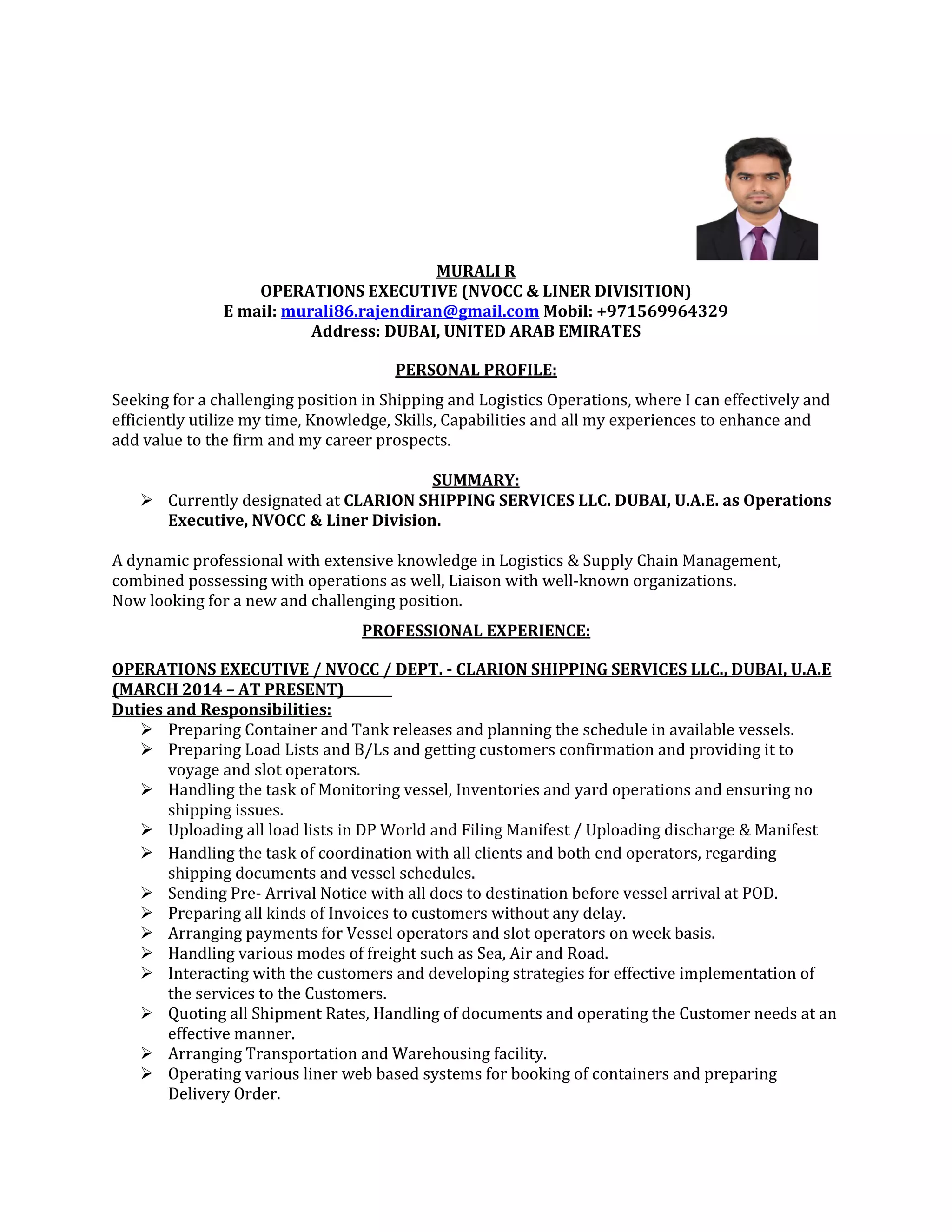 MURALI CV | PDF