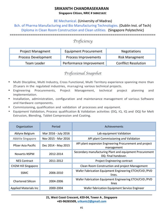 SRIKANTH CHANDRASEKARAN resume-OCT 2016_v1 | PDF
