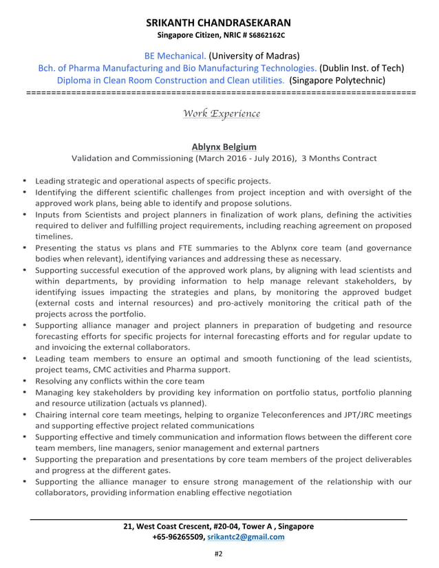 SRIKANTH CHANDRASEKARAN resume-OCT 2016_v1 | PDF