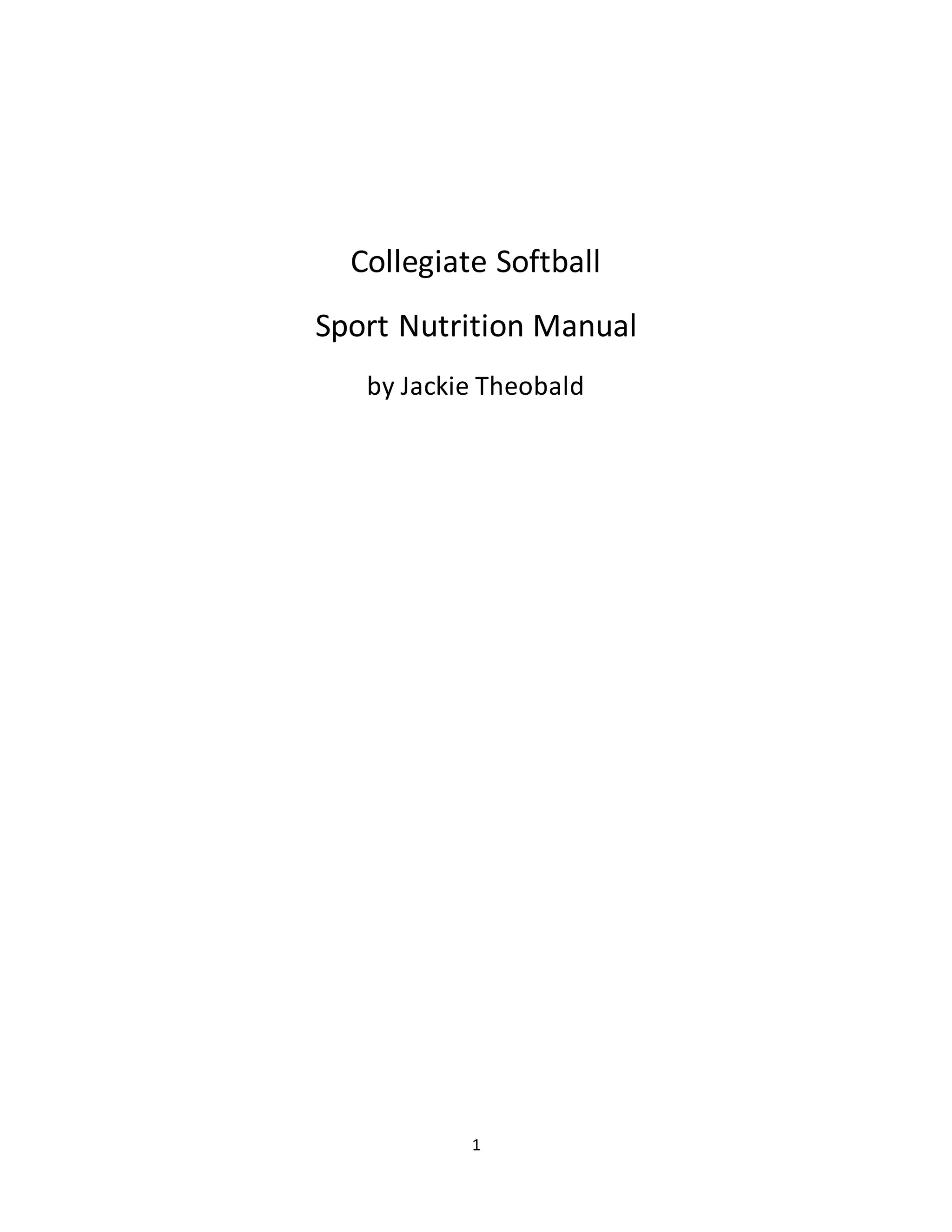 Softball Nutition Manual | DOCX