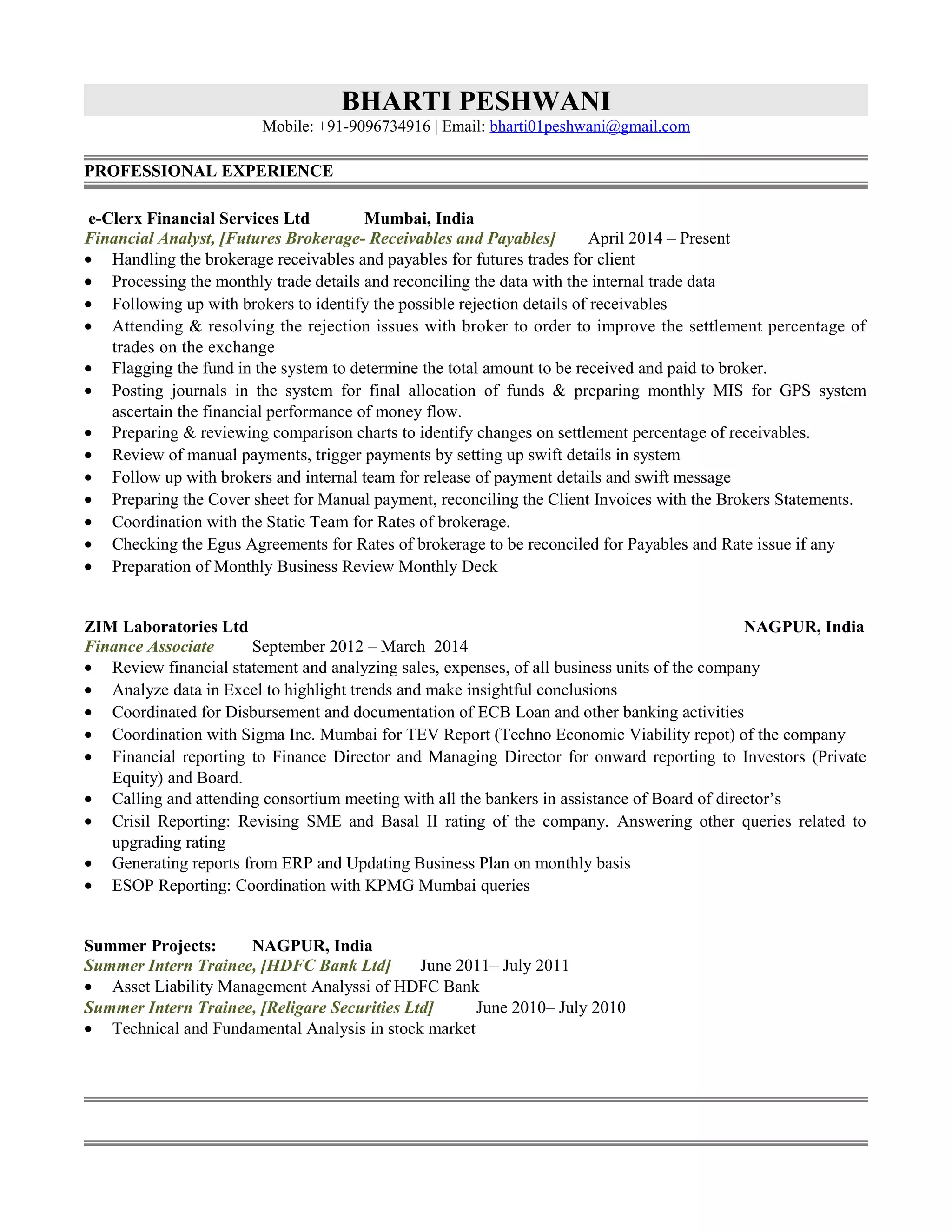 Resume-Bharti Peshwani-New | DOC