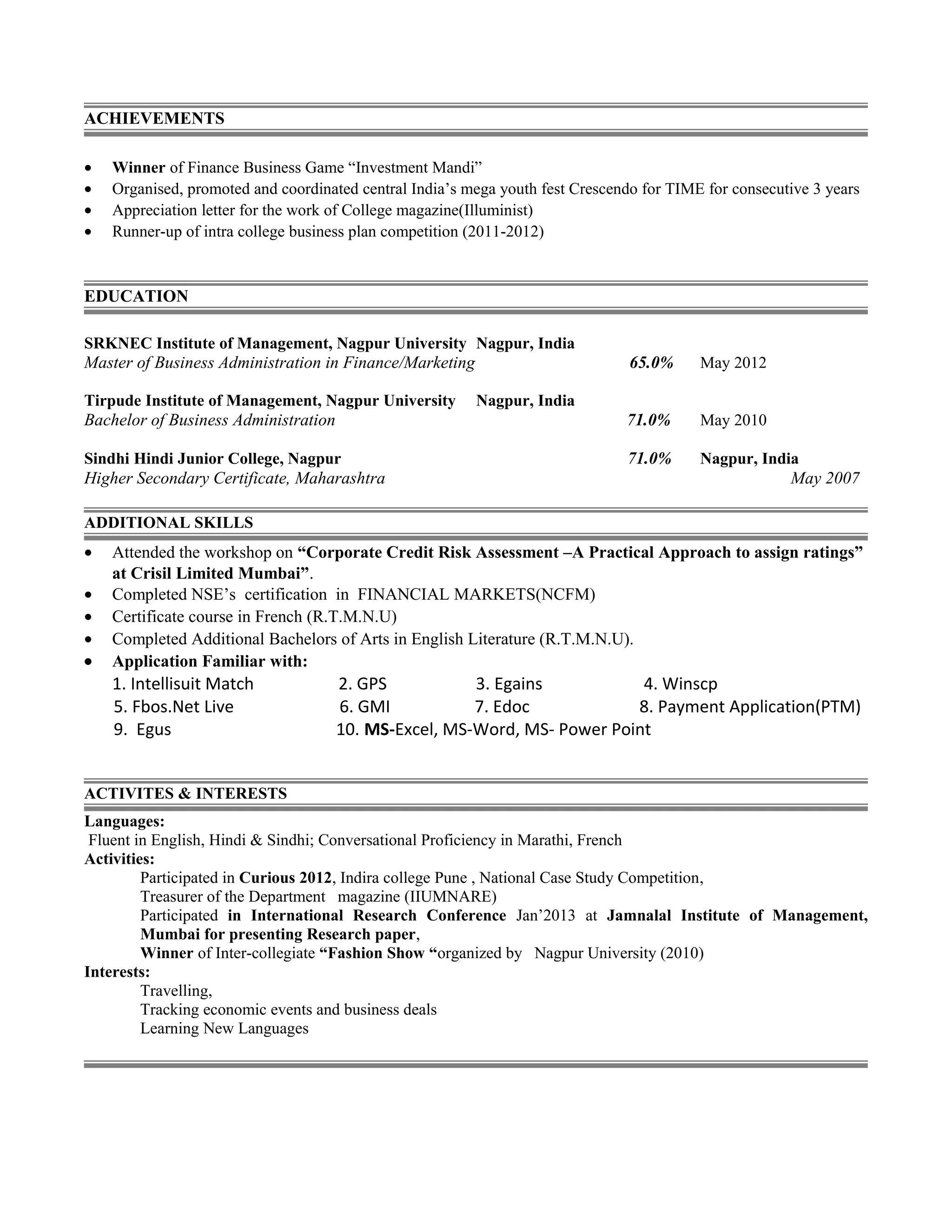 Resume-Bharti Peshwani-New | DOC