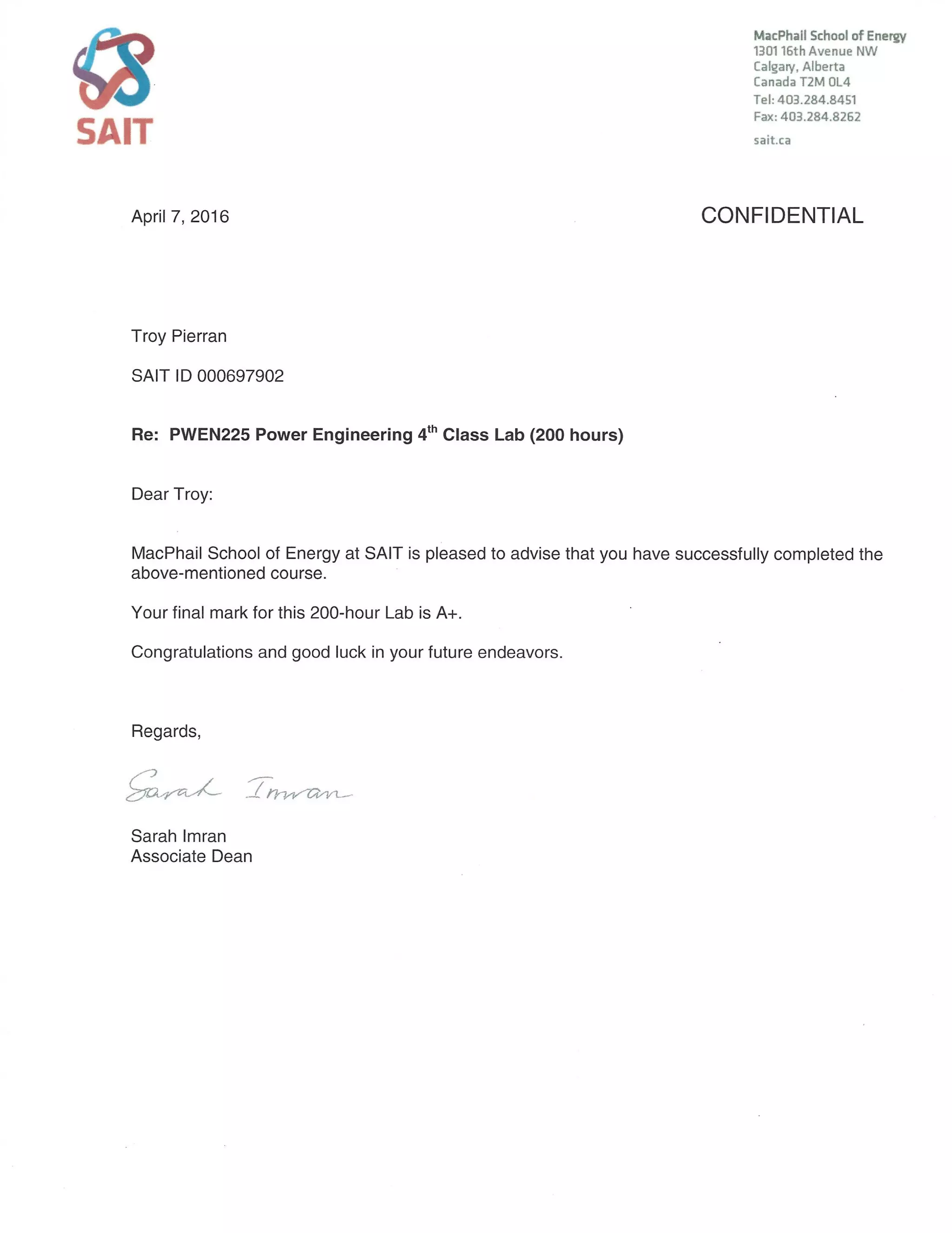 Power Lab congratulations letter | PDF