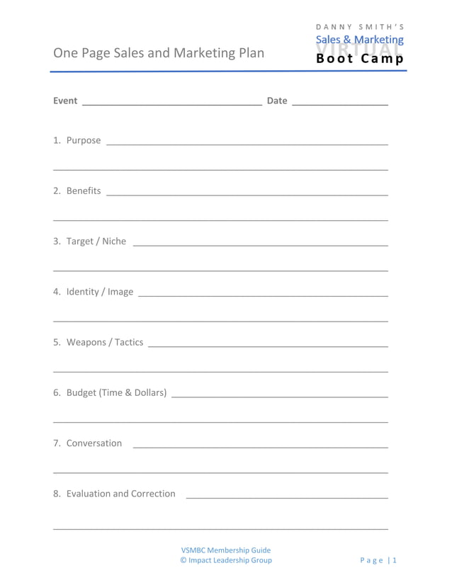 3 - One Page Sales and Marketing Plan | PDF