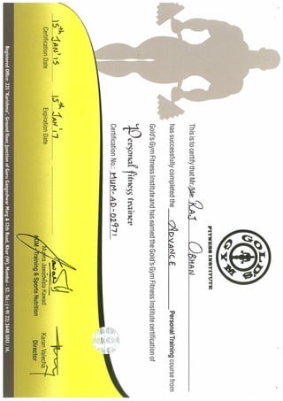 RAJ OBHAN - GGU CERTIFICATE 2016 | PDF