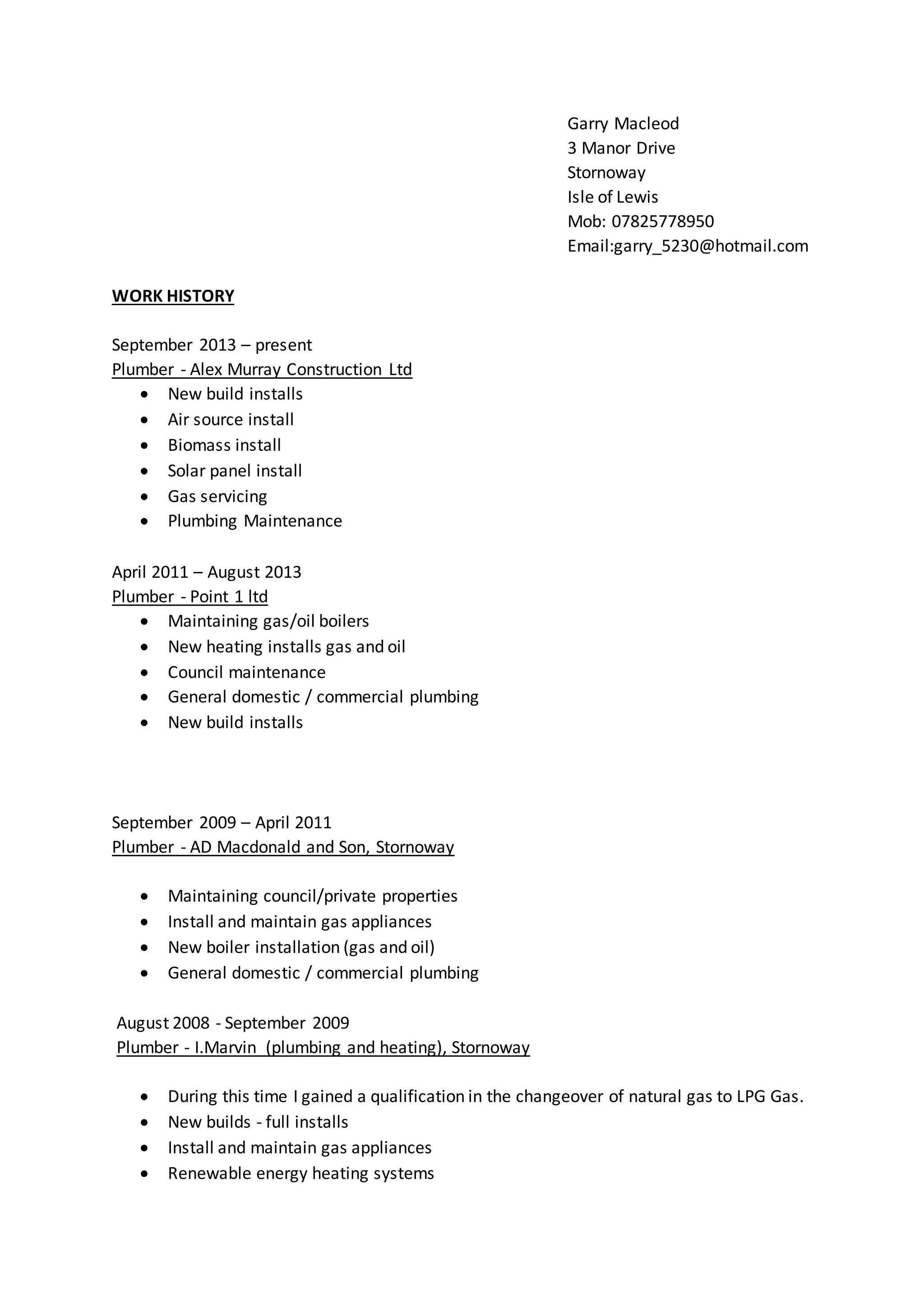 Garry Macleod CV 2015 | DOCX