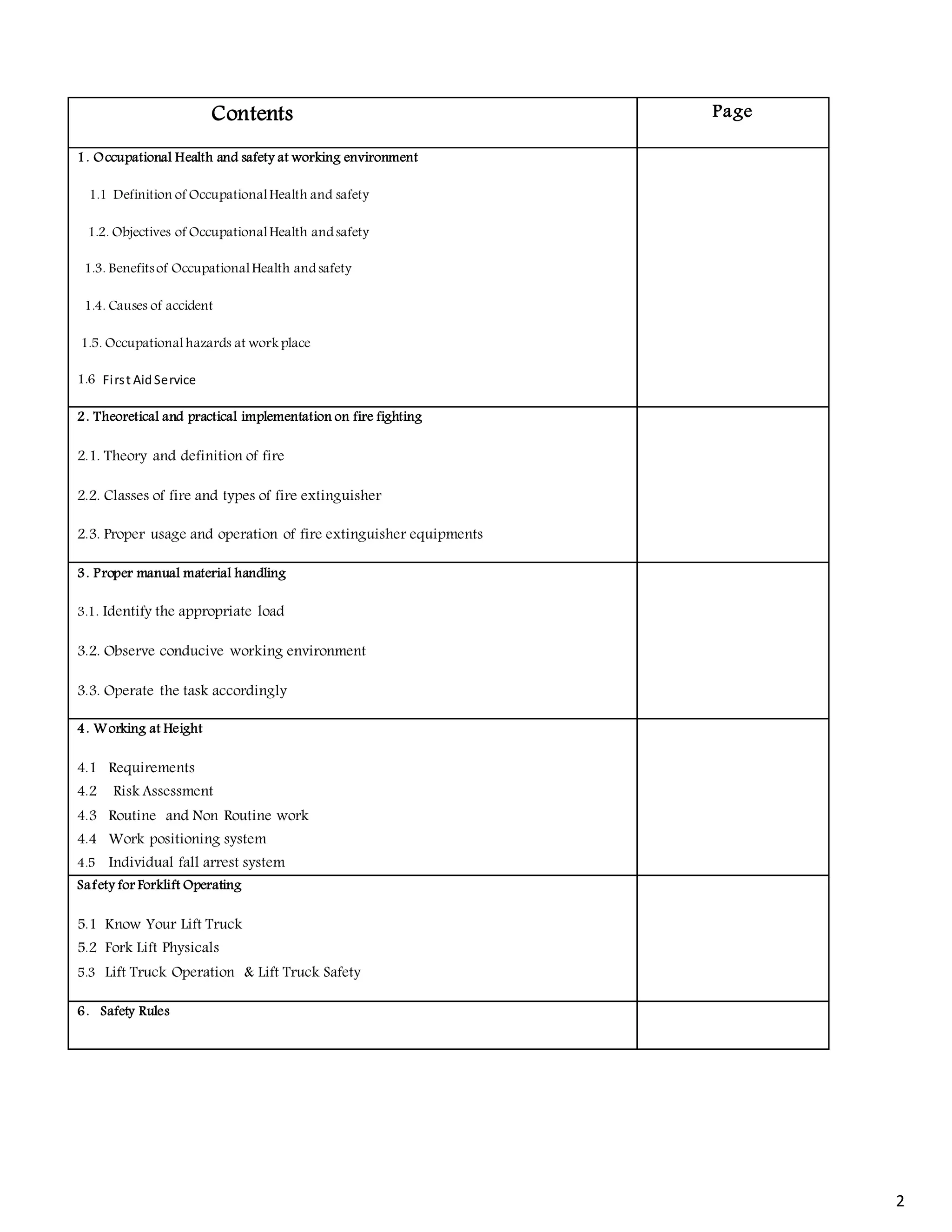 OHS Training Manual | DOCX