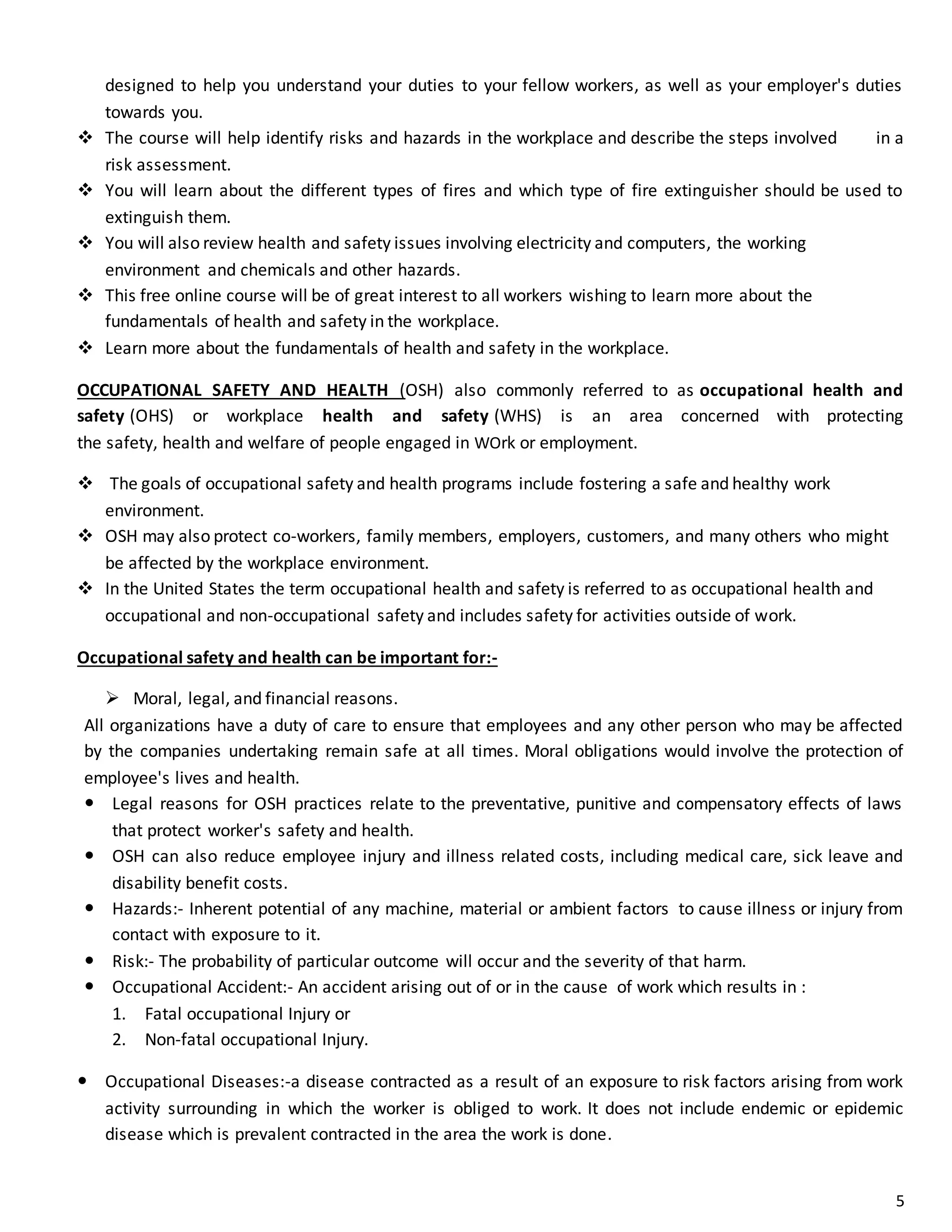 OHS Training Manual | DOCX