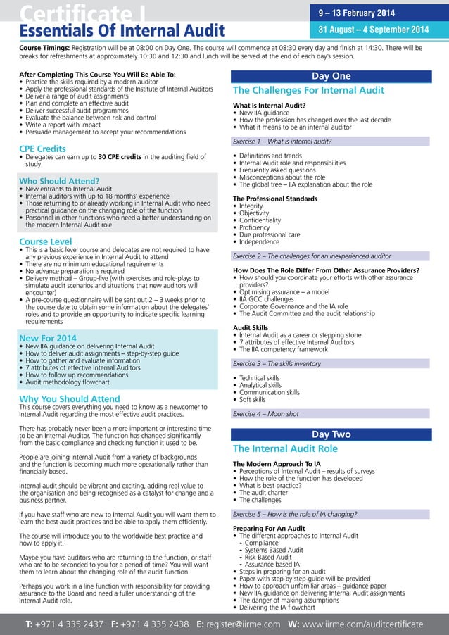 Certificate in Internal Audit | PDF