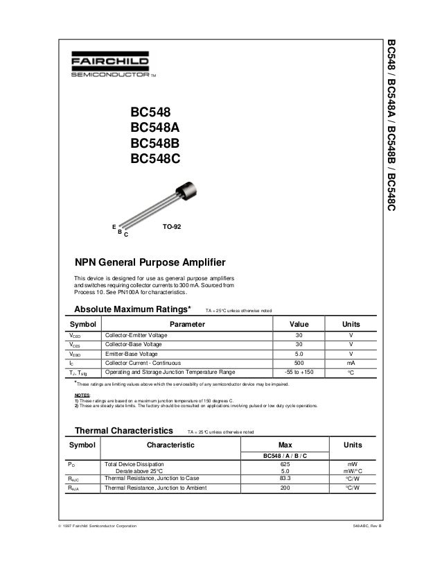 BC548/BC548A/BC548B/BC548C Transistor data sheet