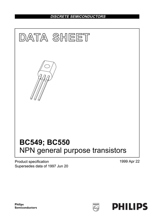BC549/BC550 Transistor data sheet of philips | PDF