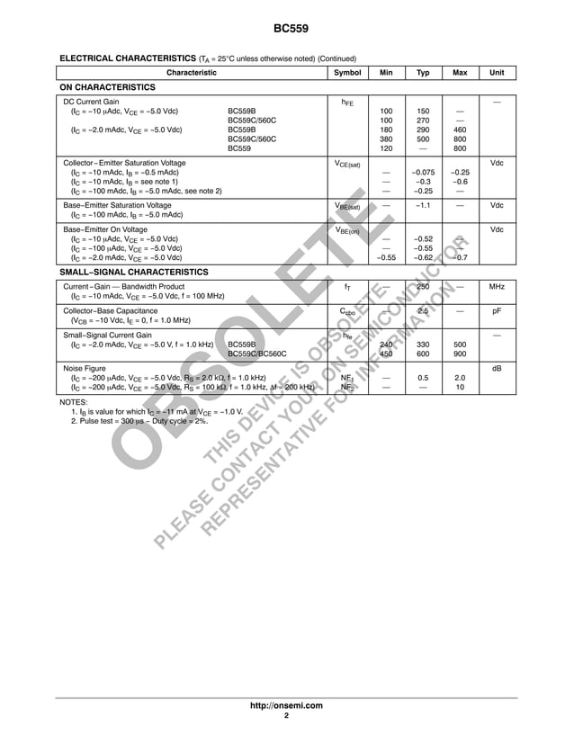 Original PNP Transistor BC559CTA BC559 559 30V 0.1A TO-92 New ON ...