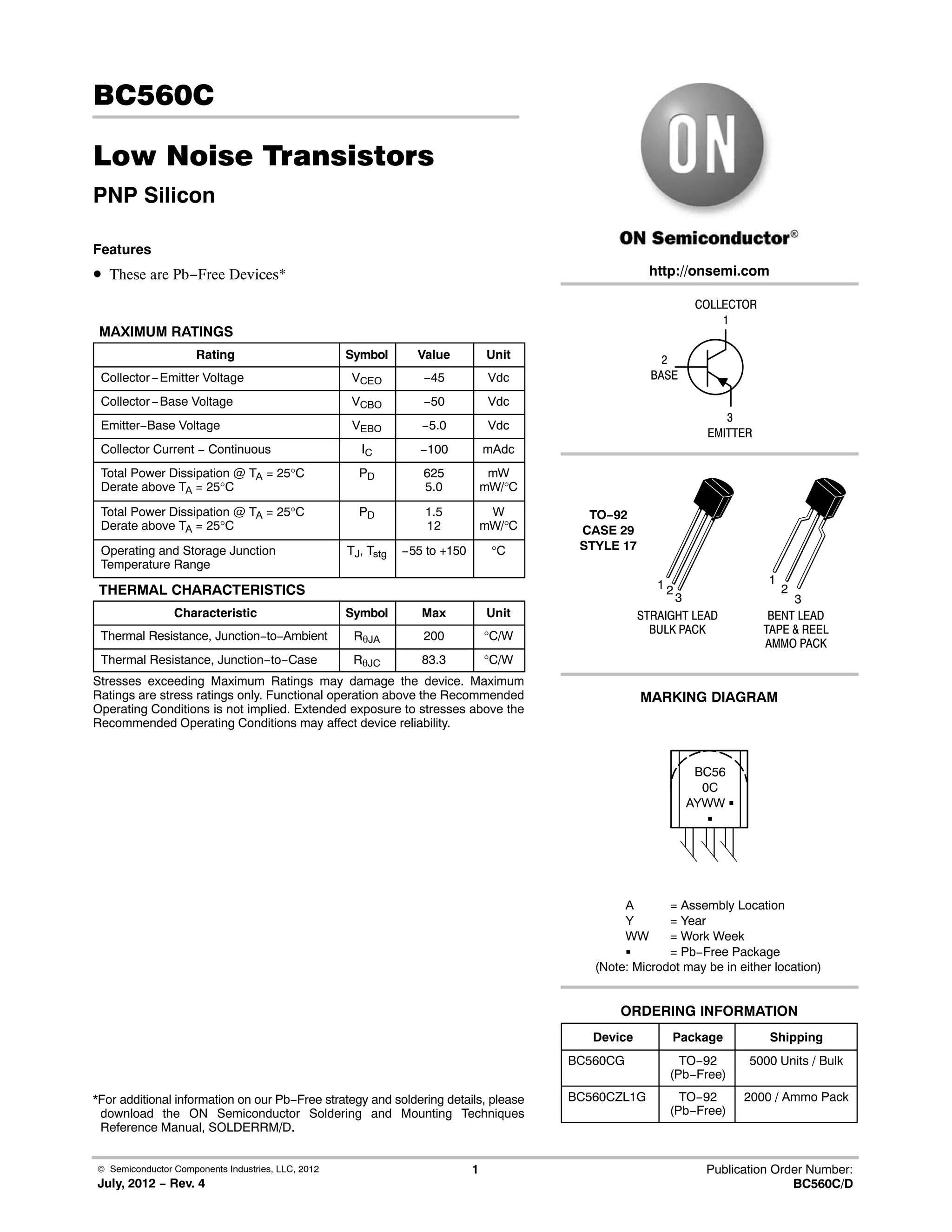 Original PNP Transistor BC560C BC560 560 TO-92 New | PDF | Consumer ...