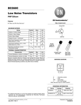Original PNP Transistor BC560C BC560 560 TO-92 New | PDF