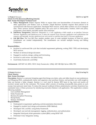 Synechron_Candidate_Rajesh Gour | DOCX | Databases | Computer Software and Applications