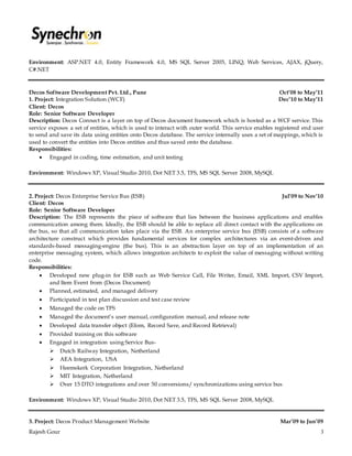 Synechron_Candidate_Rajesh Gour | DOCX | Databases | Computer Software and Applications