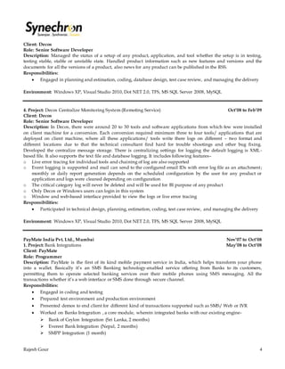 Synechron_Candidate_Rajesh Gour | DOCX | Databases | Computer Software and Applications