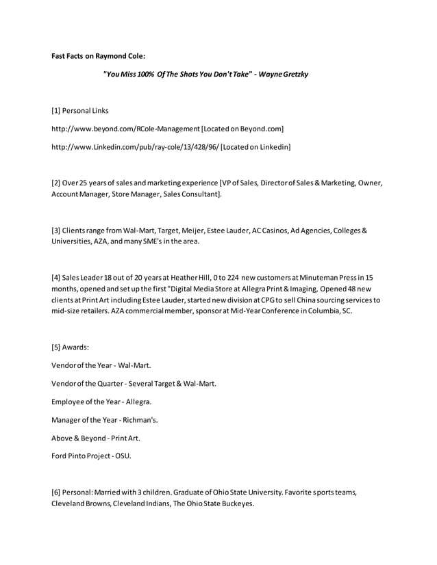 Fast Facts On Raymond Cole | DOCX