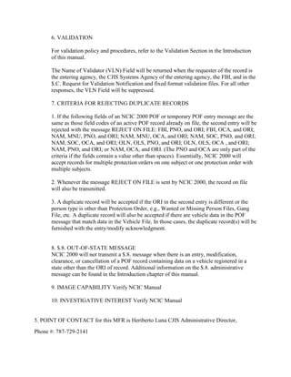 MFR NCIC Protection Order File | PDF