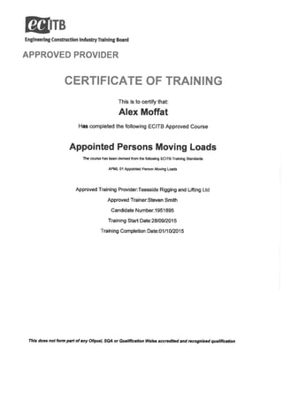 Moffat Alex- ECITB Moving Loads Stage 1 | PDF