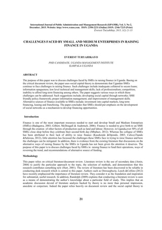 Challenges faced by Small and Medium Enterprises in raising finance in ...